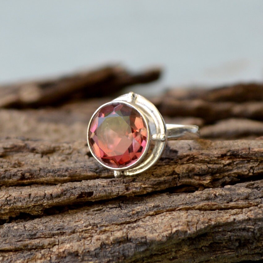 Wassermelonen Turmalin Quarz Ring 925 Sterling Silber Ring | Etsy