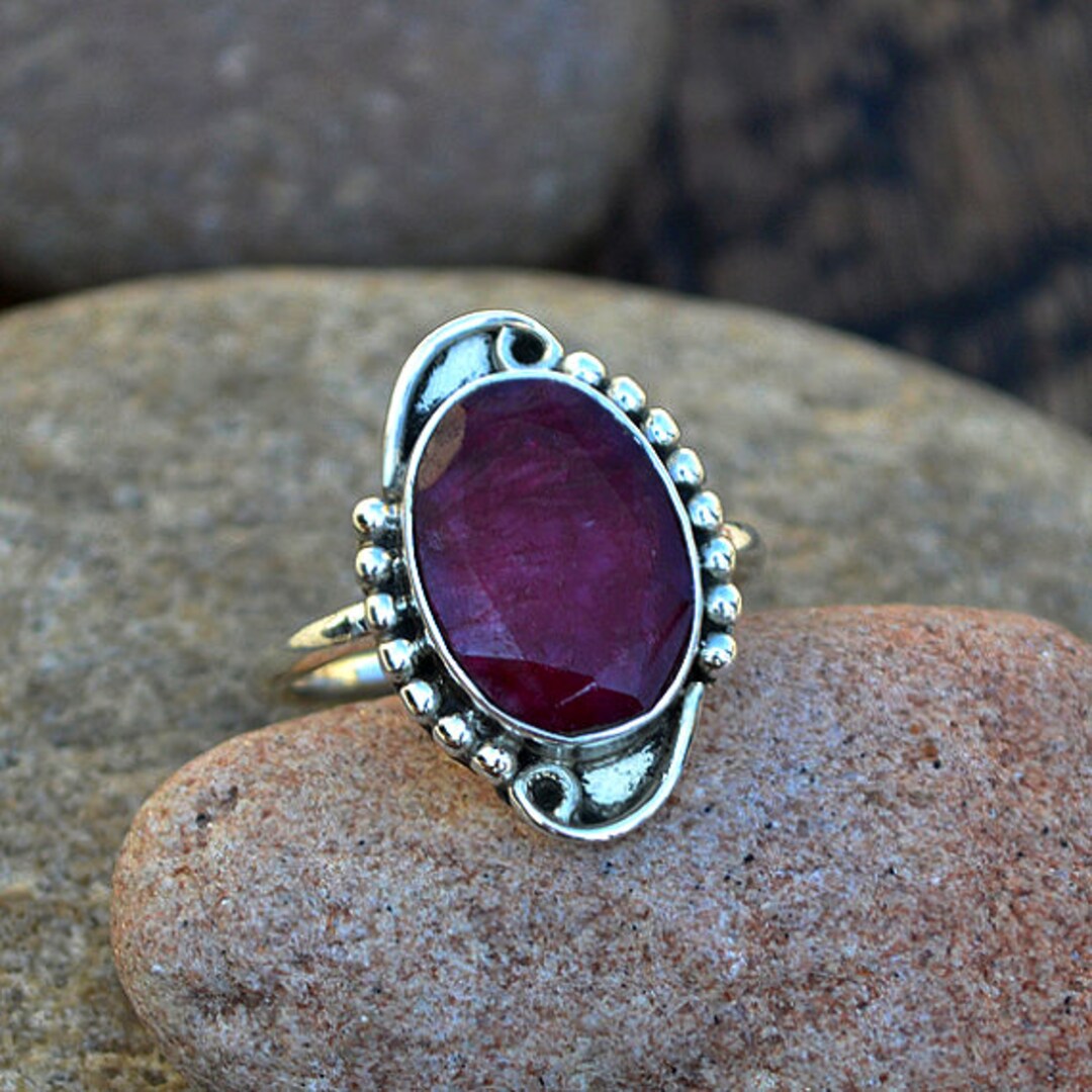 Ruby Gemstone Ring, Designer Statement Ring, 925 Sterling Silver Ring ...