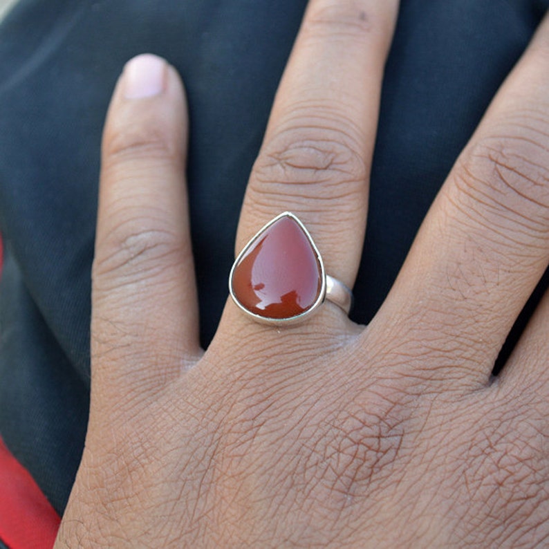 Red Onyx Gemstone Ring Set in 925 Sterling Silver Fine Gift | Etsy