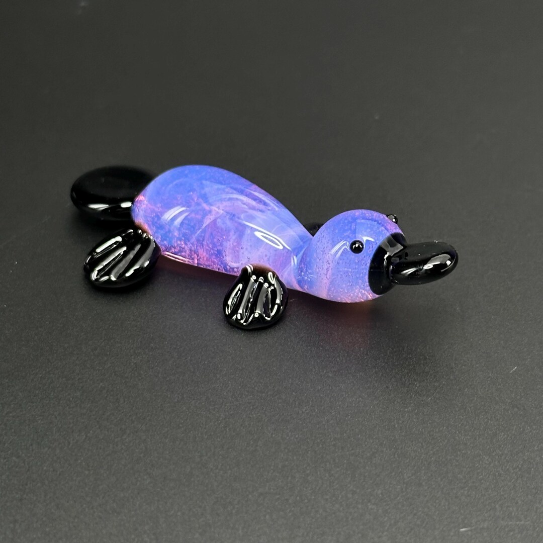 Platypus Glass Sculpture - Small Individually Crafted Glass Miniature ...