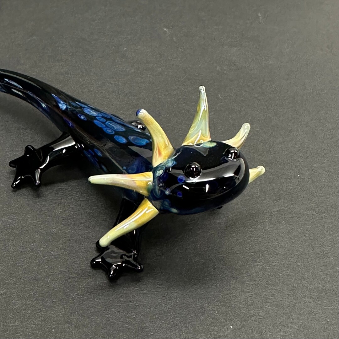 Cute Glass Axolotl Sculpture - Seaweed - Mud Puppy - Desk Friend ...