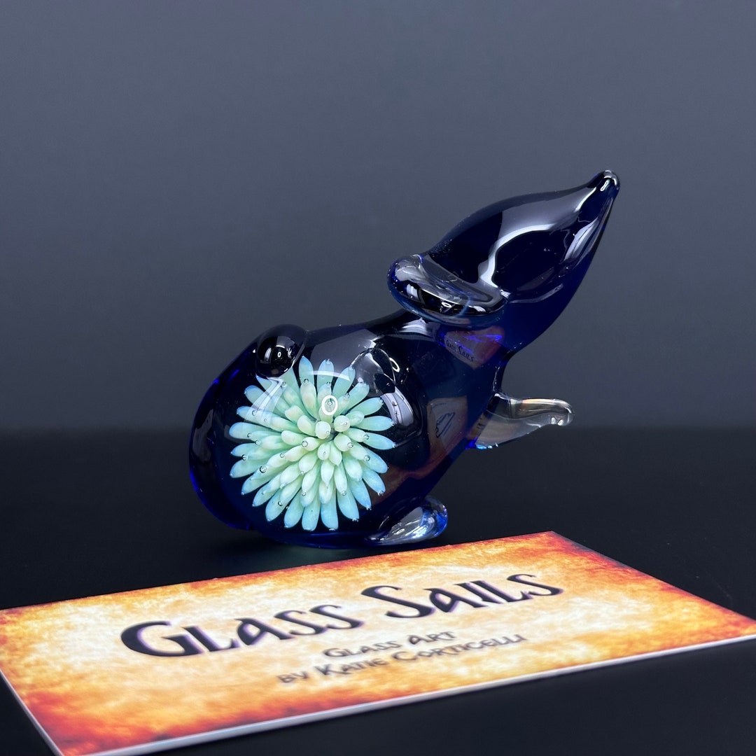 Glass Mouse Sculpture Figurine With Magical Coloring, Floral Design ...