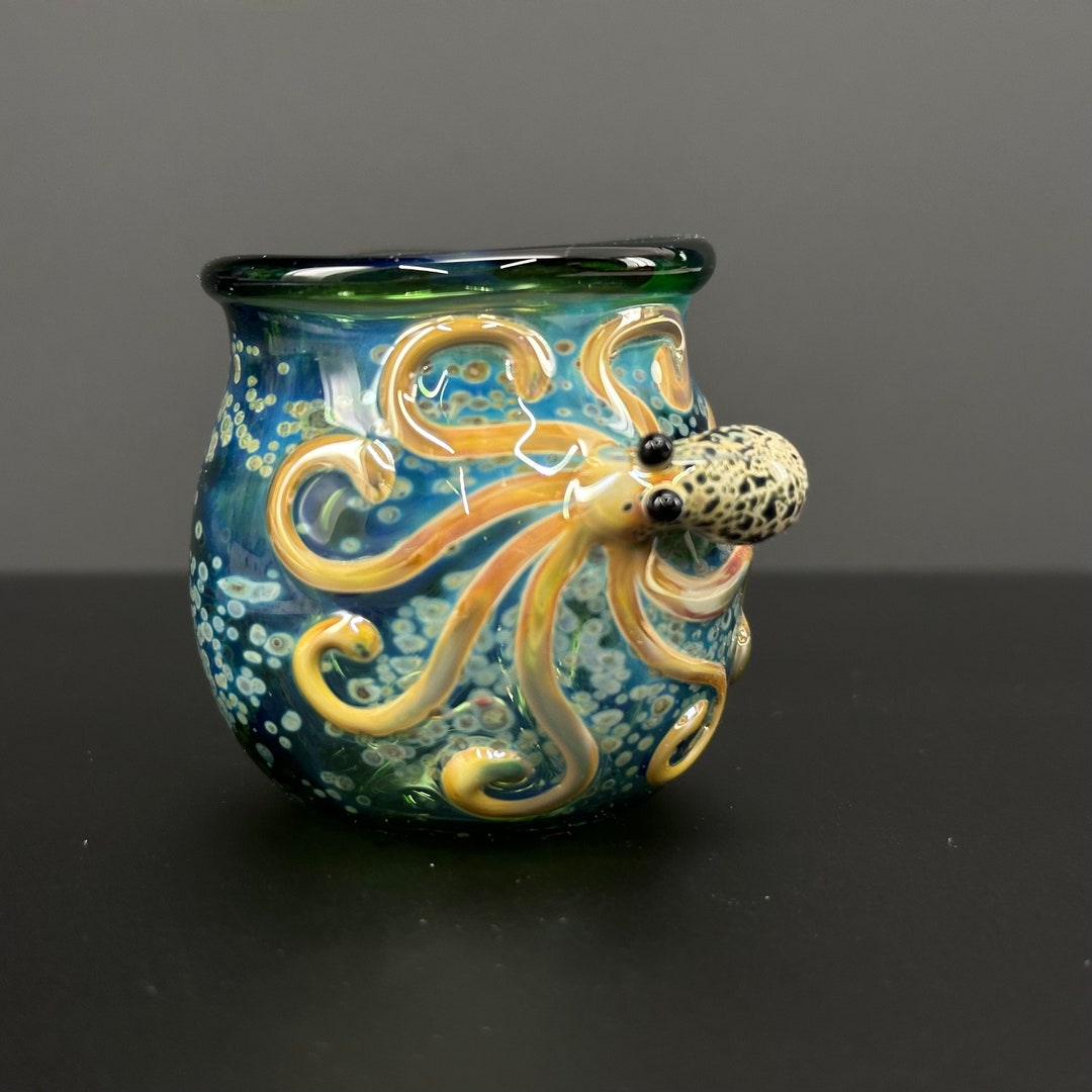 Octopus Shot Glass, Jar, Qtip Holder, Toothpick Holder, Ring Jar, Blown ...