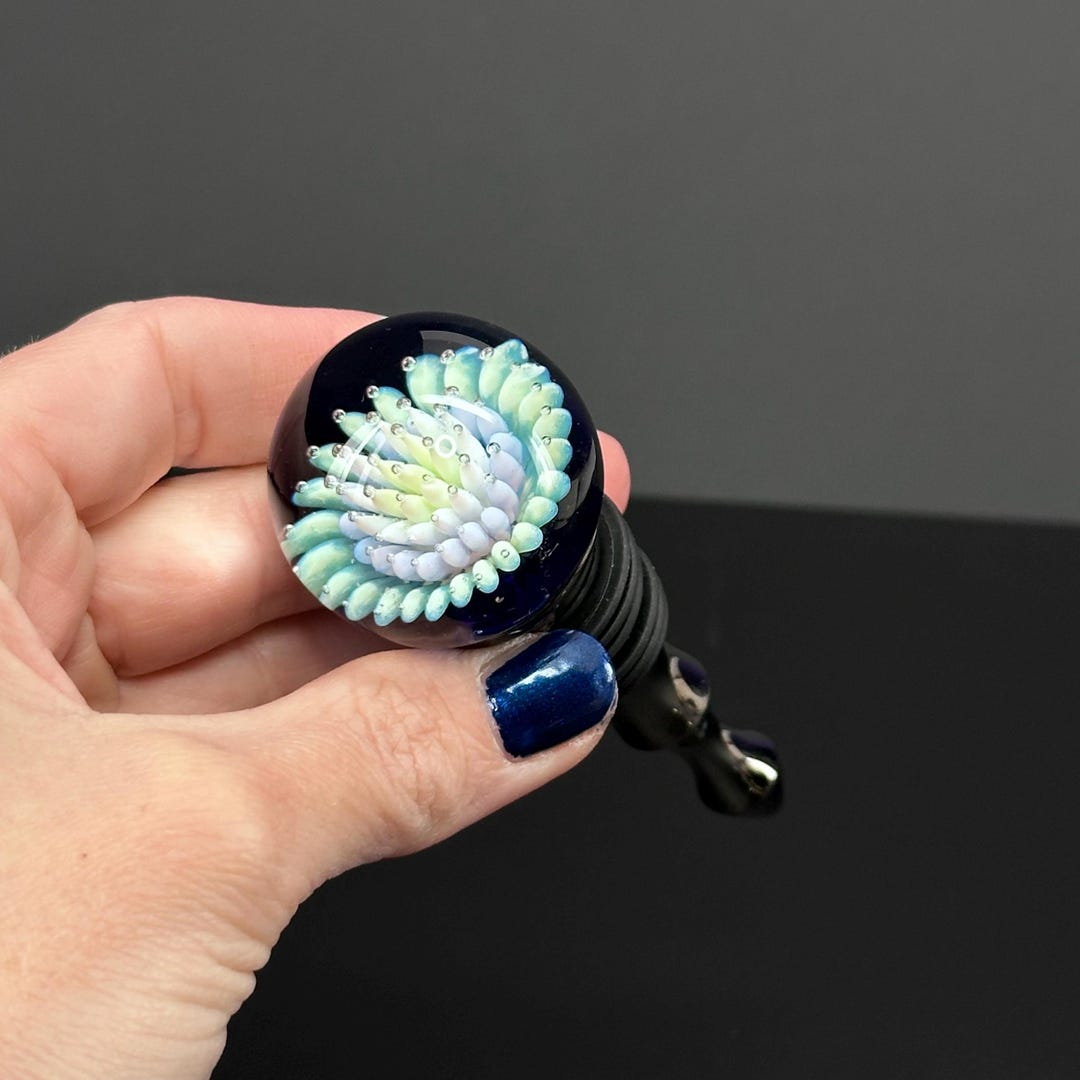 Glass Wine Stopper - Air Trap - Flower Implosion - Bottle Stopper ...