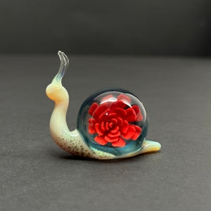 Rose Snail Glass Sculpture Magical Flower Snail Fairy Garden Garden ...