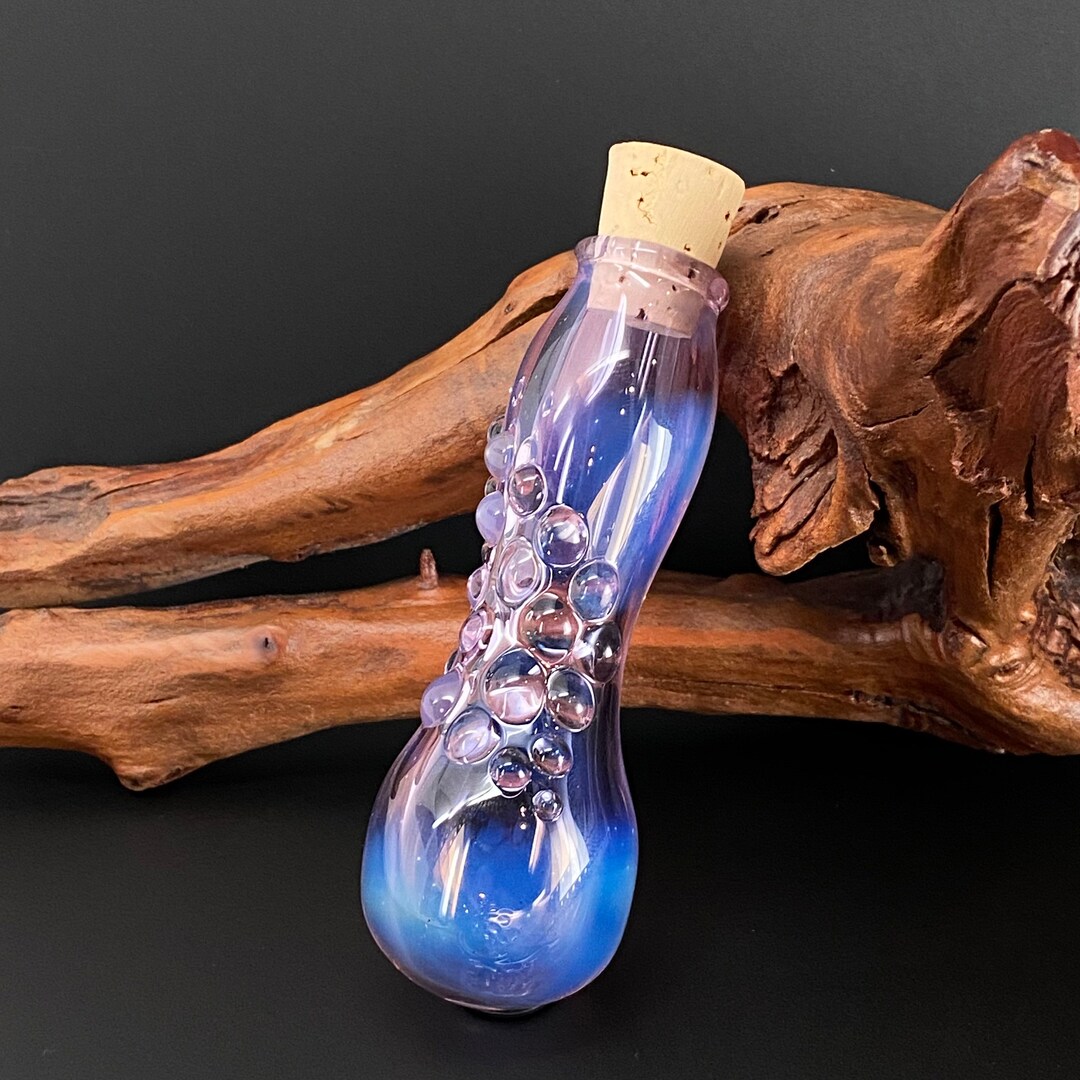 Purple Blown Glass Bottle Bodice Chiller Potion Spell Silver - Etsy
