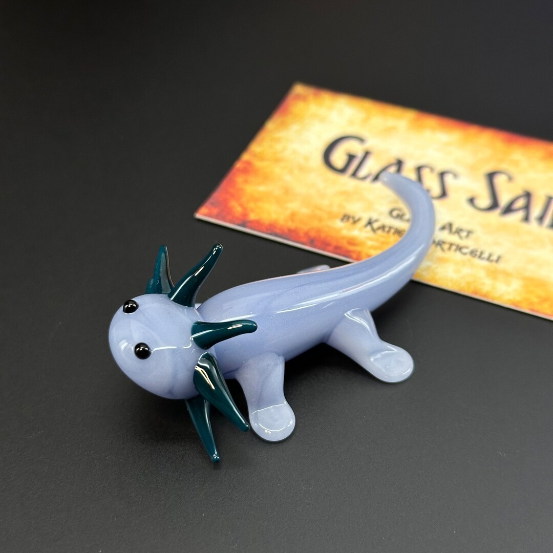 Baby Axolotl Glass Sculpture Mud Puppy Desk Friend Aquarium Art Small ...