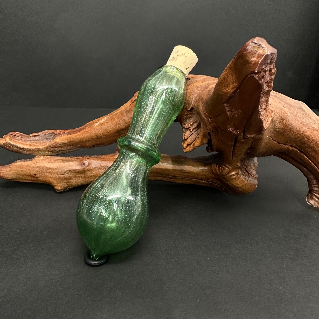 Fairytale Bottle Moss Green Glitter Blown Glass Pretty Fantasy ...