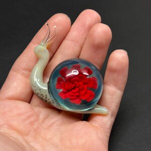 Rose Snail Glass Sculpture Magical Flower Snail Fairy Garden Garden ...