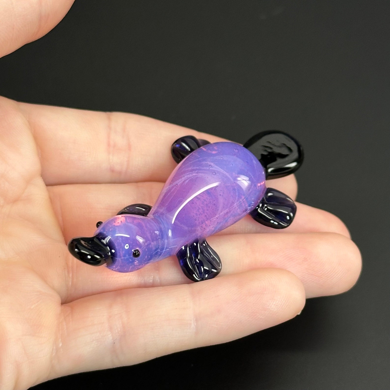 Platypus Glass Sculpture - Small Individually Crafted Glass Miniature ...