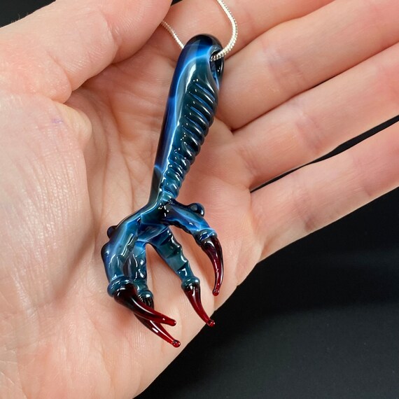 Electric Black Dragon Claw Pendant Glass Monster Hand Goblin - Etsy