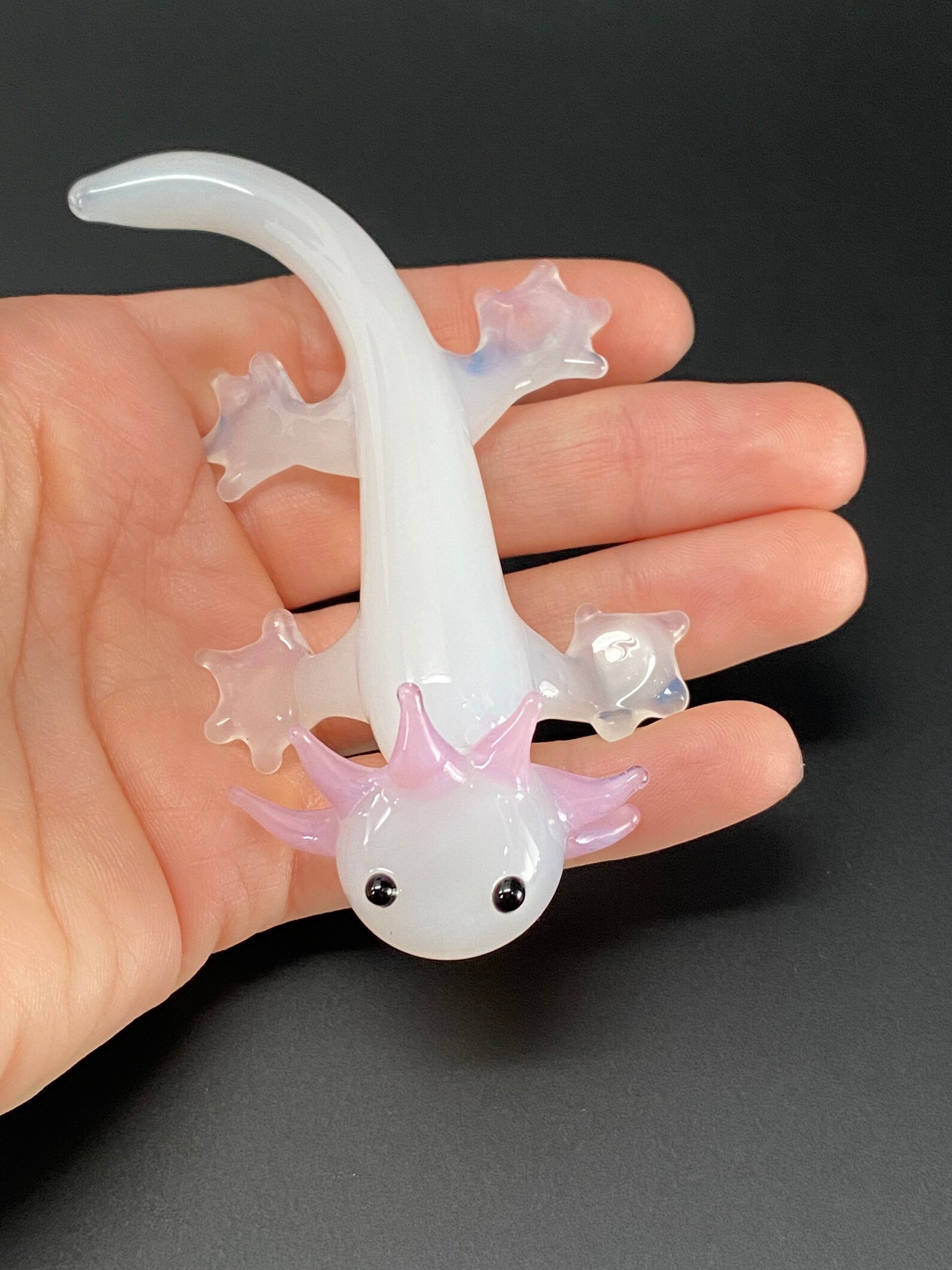 Cute Glass Axolotl Sculpture Lucy Leucistic Coloring Mud - Etsy