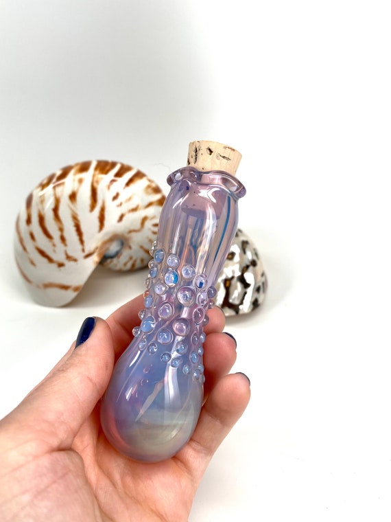 Purple Blown Glass Bottle Bodice Chiller Potion Spell Silver | Etsy