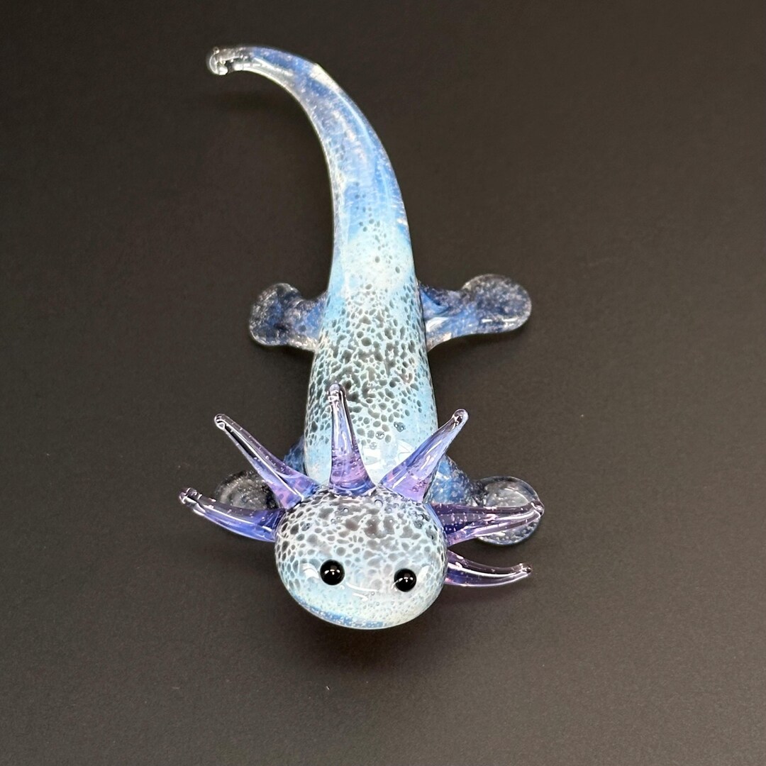 Baby Glass Axolotl Sculpture - Mud Puppy - Desk Friend - Aquarium Art ...