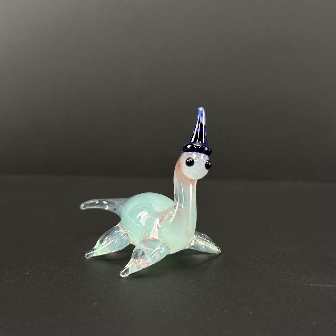 Glass Wizard Sea Monster Mini Nessie Sculpture Blue Loch Ness Monster ...