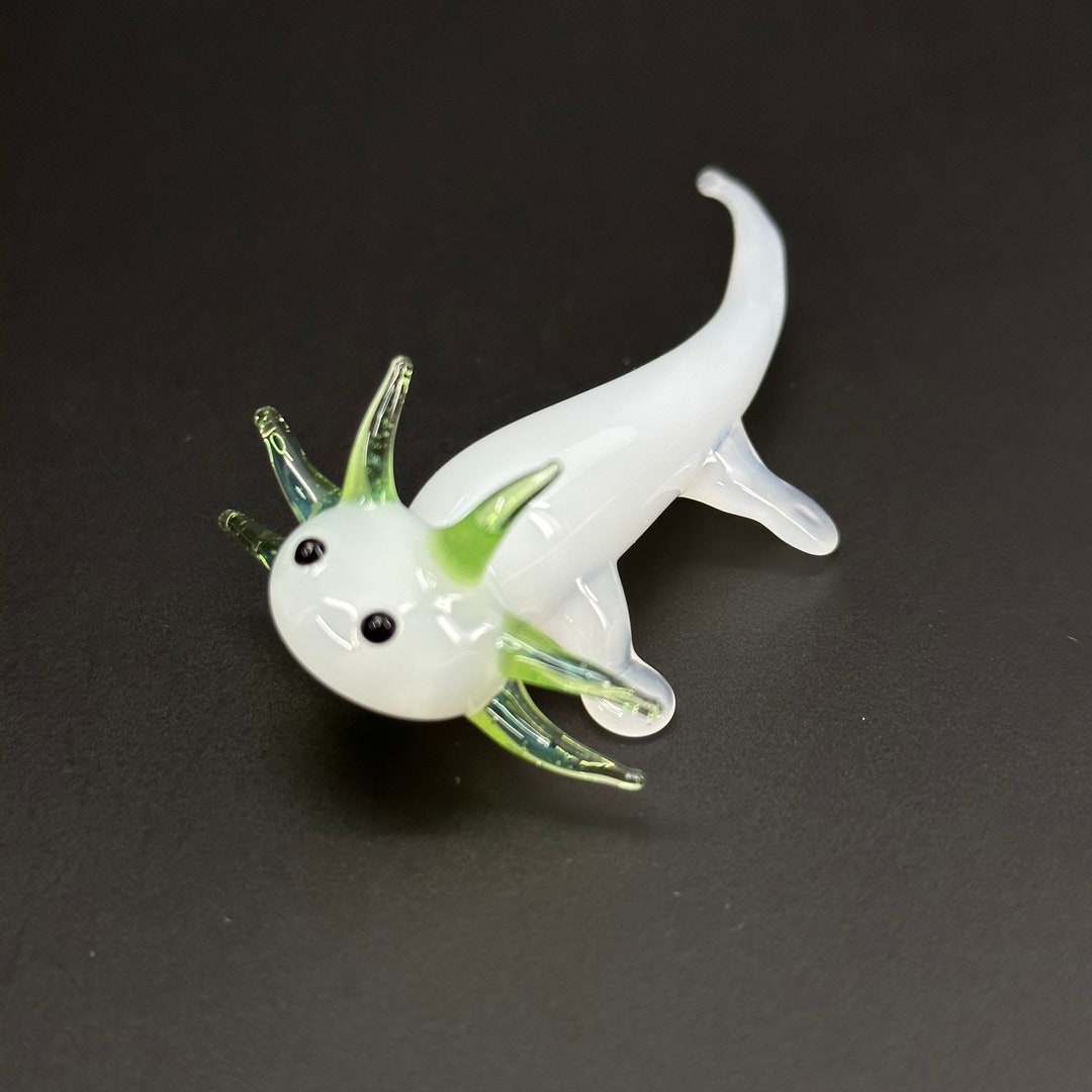 Baby Glass Axolotl Sculpture - Mud Puppy - Desk Friend - Aquarium Art ...