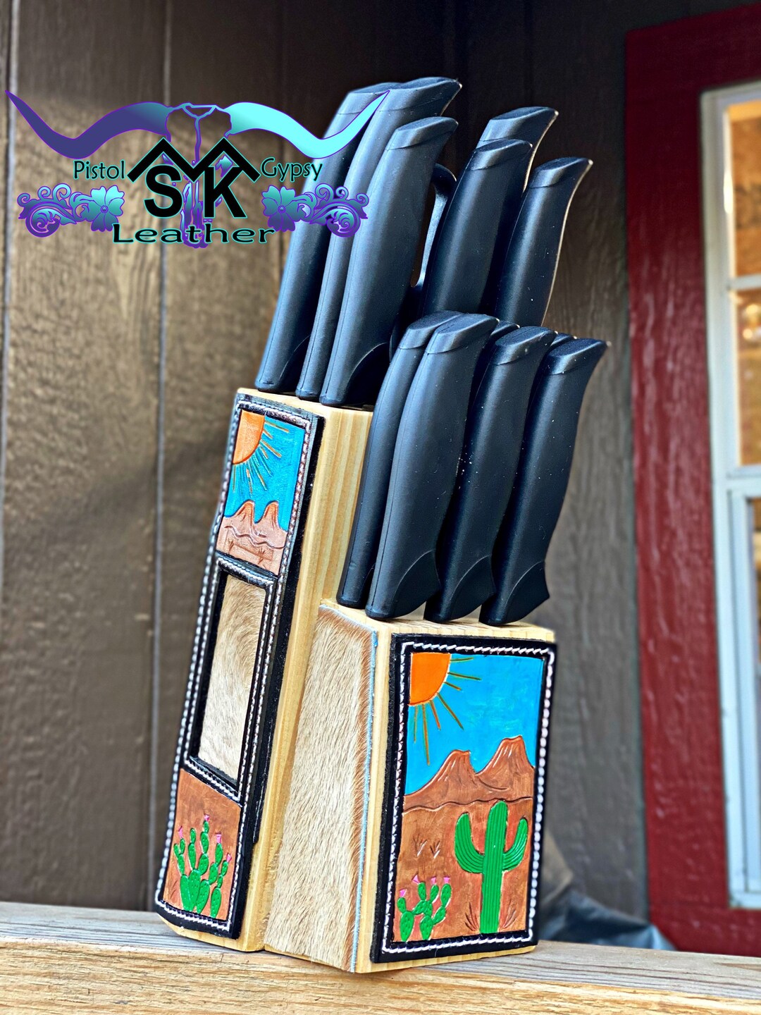 Leather Knife Block - Etsy