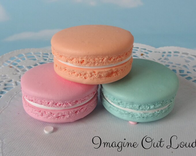 Fake Macarons 2 Set Faux Macaron Pink Peach Aqua Artificial Food Cookie ...