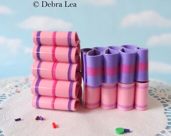 Fake Ribbon Candy Realistic Hand Painted Purple Pink Aqua - Etsy