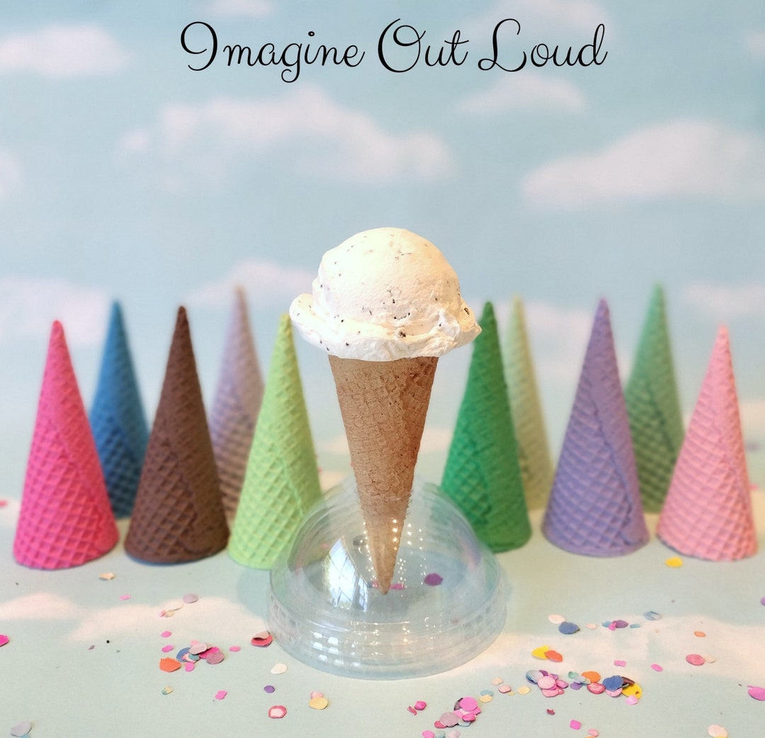 Fake Ice Cream Sugar Waffle CONE COLOR CHOICE Single Scoop Cookies and ...