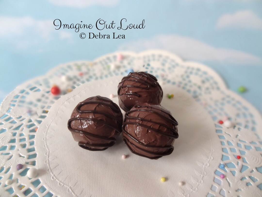 FAUX Truffle Fake Cake Pop Set Milk Chocolate With Dark Drizzle Props ...