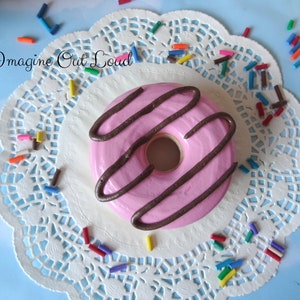 4" Fake Donut Pink Frosted With Chocolate Drizzle Doughnut Faux Food ...