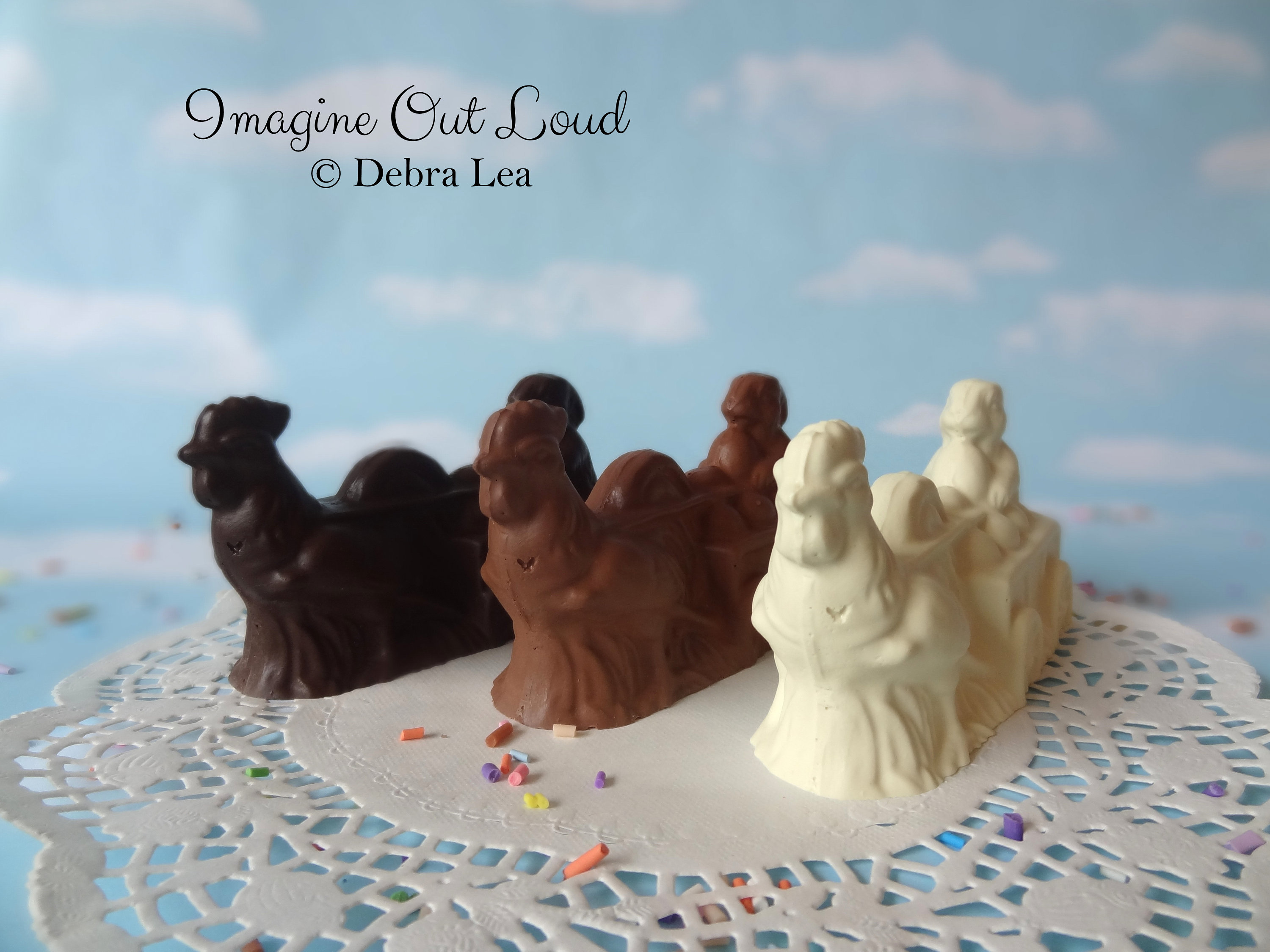 Fake Chocolate Bunny Rabbit and Rooster Cart SOLID Handmade | Etsy