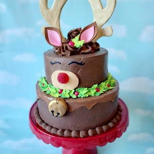 LIMITED EDITION Fake Cake Rudolph Reindeer Christmas Holiday Faux ...