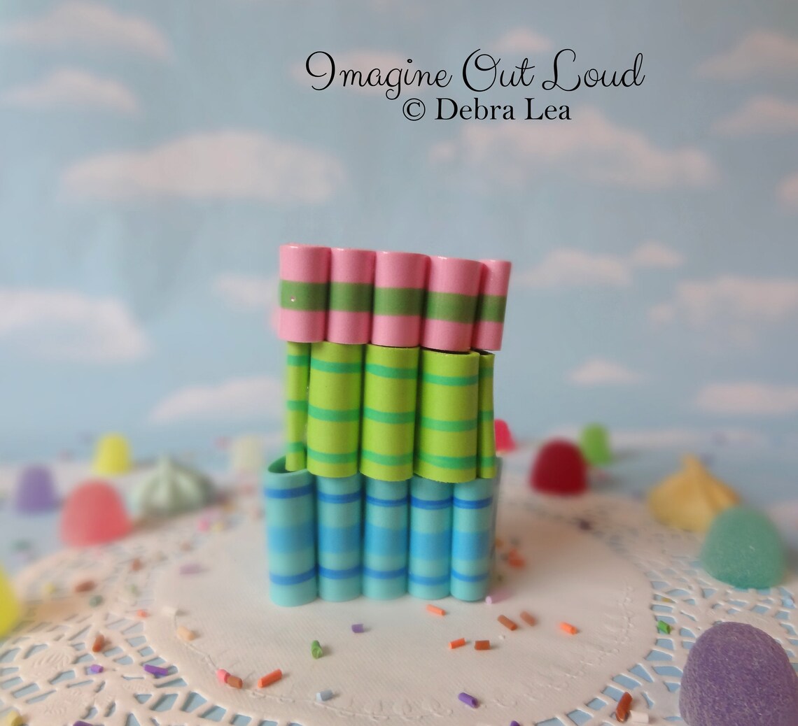 Fake Ribbon Candy Realistic Hand Painted Lime Pink Aqua - Etsy
