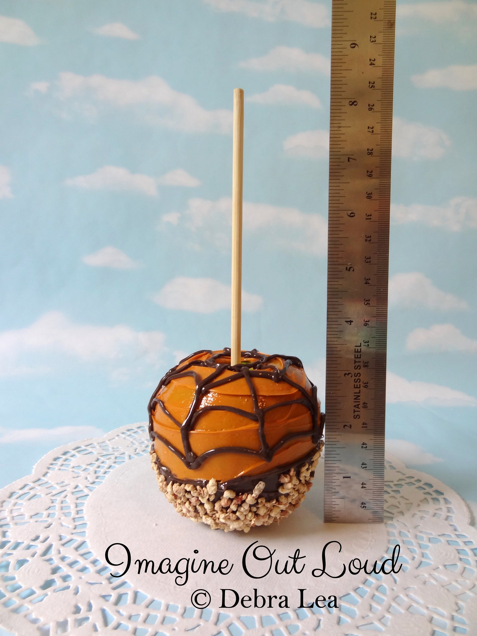 Faux Fake Realistic Caramel Apple With Nuts SPIDER WEB and - Etsy
