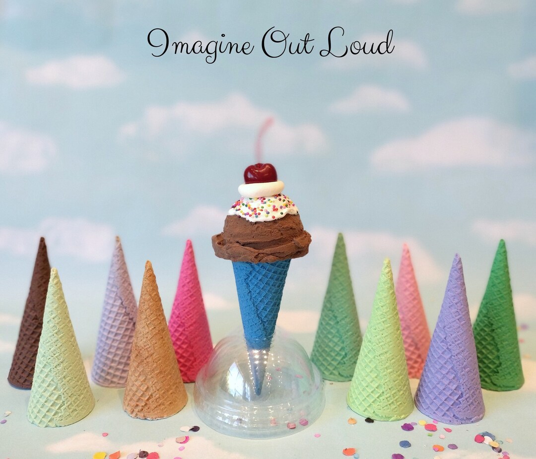 Fake Ice Cream Sugar Waffle CONE COLOR CHOICE Single Scoop Chocolate ...