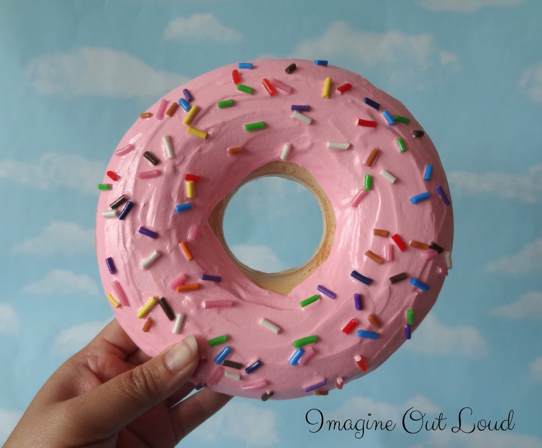 GIANT 7.5" Faux Donut Handmade Doughnut Pink Frosting With Sprinkles 3D ...