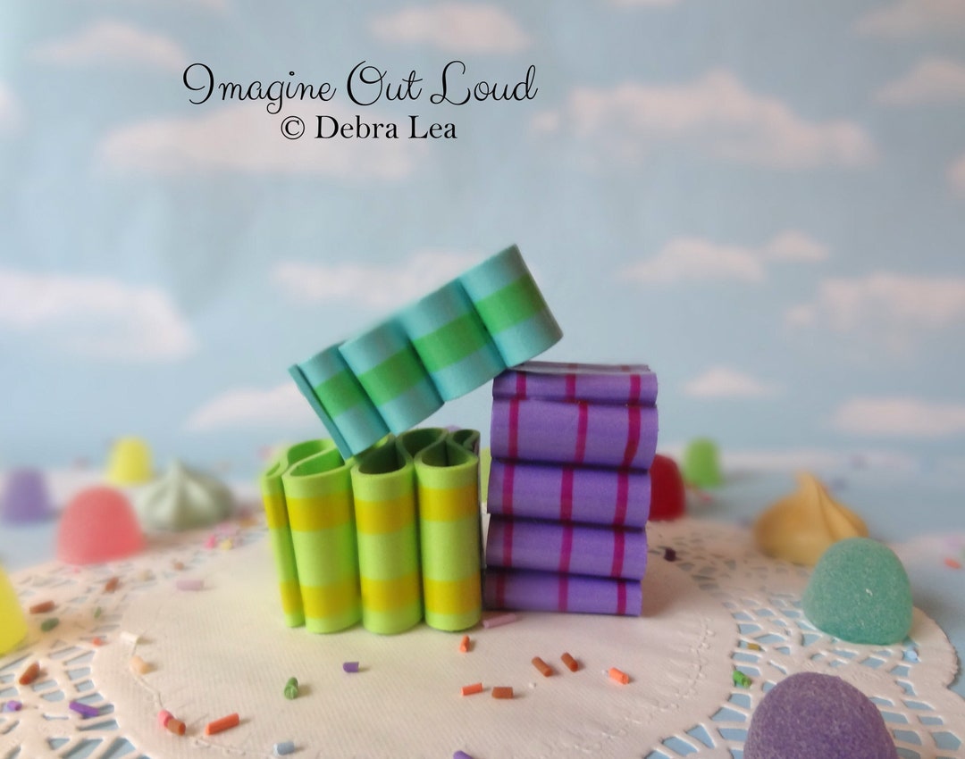 Fake Ribbon Candy Realistic Hand Painted Purple Lime Aqua - Etsy