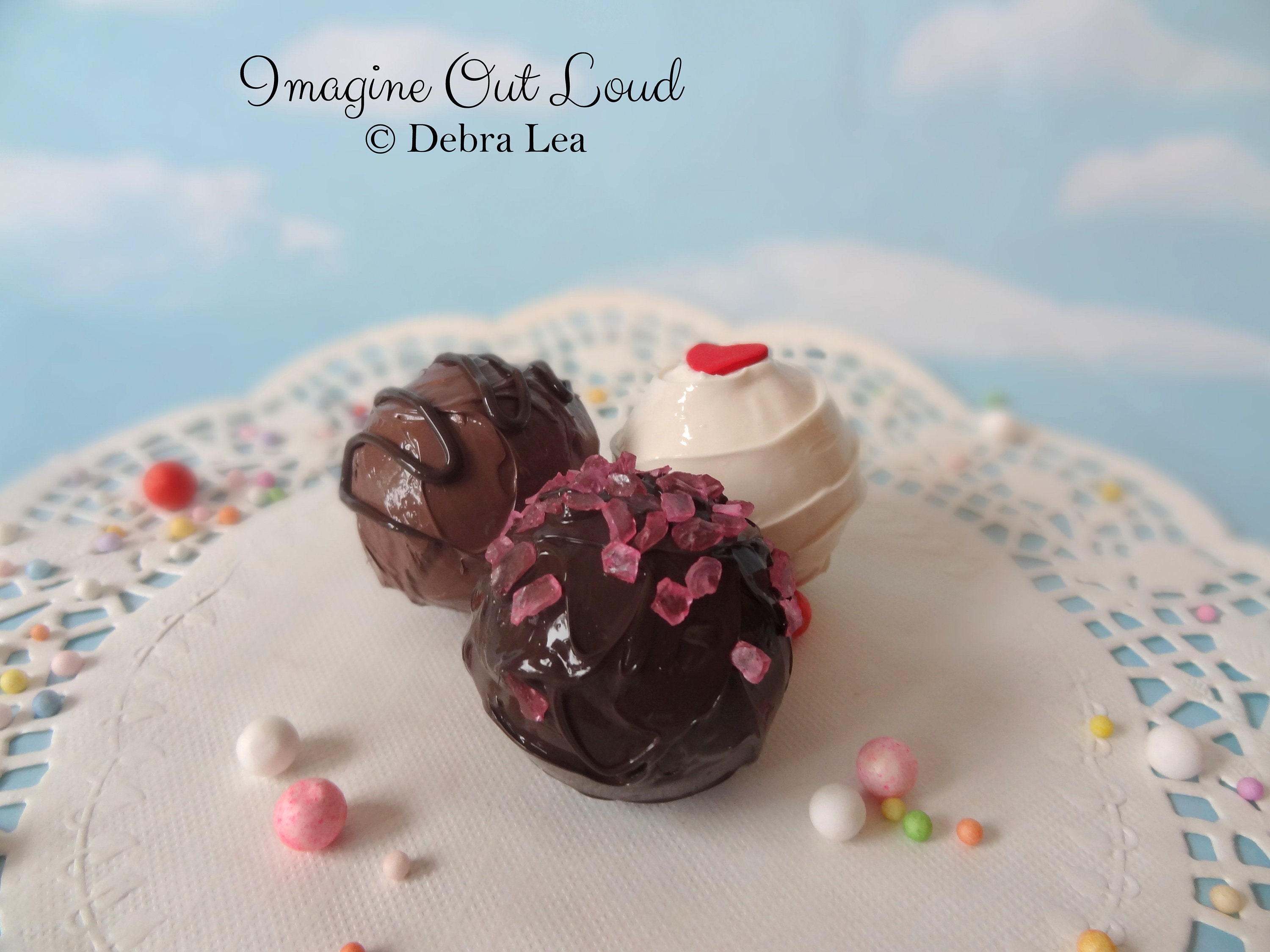 FAUX Chocolate Truffle Set Valentine's Day Fake Food Kitchen Prop TM3 ...