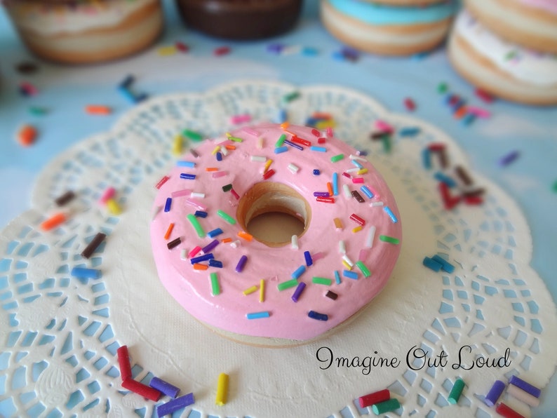 4" Fake Donut Pink Frosted Rainbow Sprinkles Doughnut Faux Food Prop ...