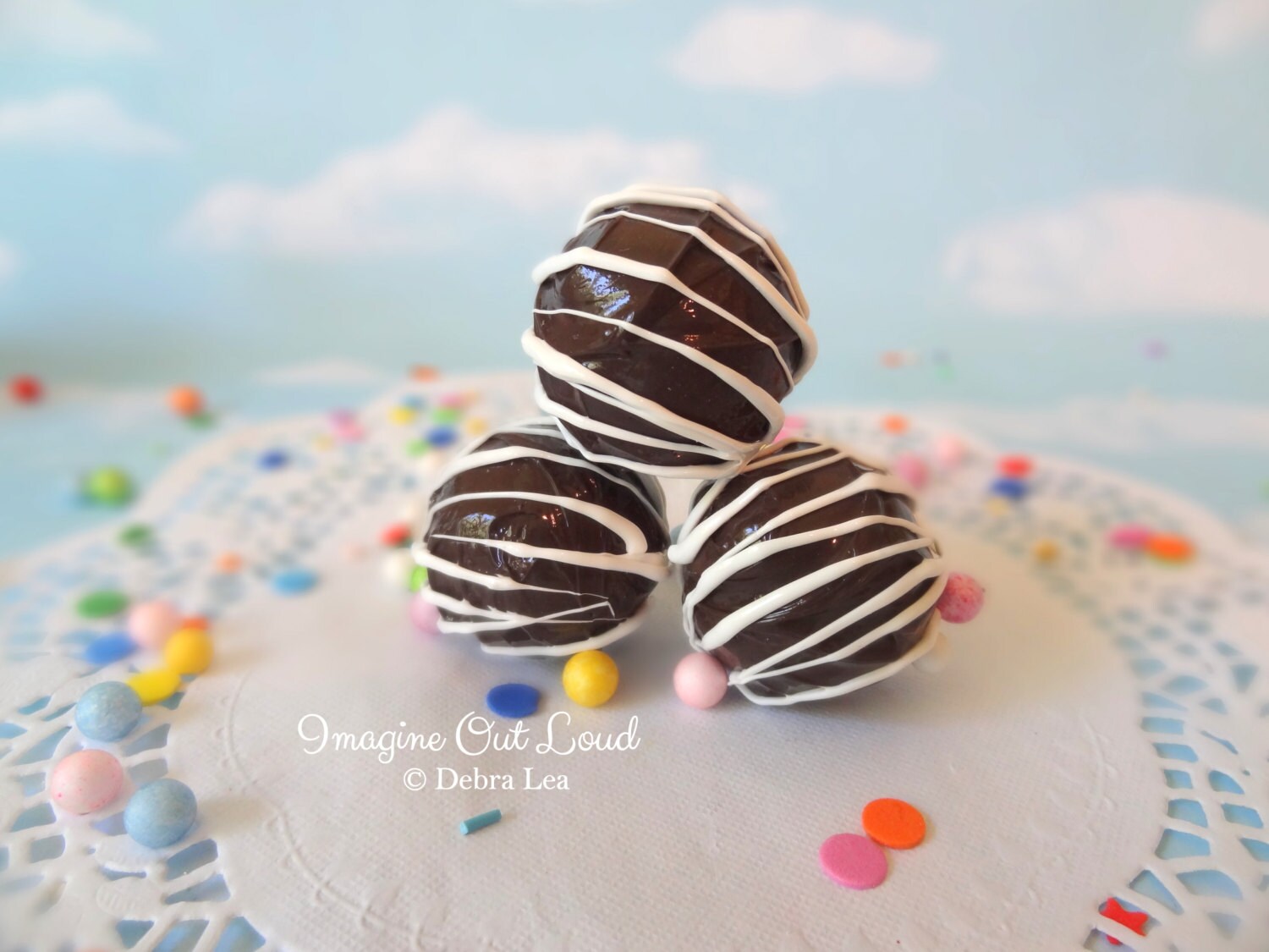 FAUX Truffle Fake Cake Pop Set Dark Chocolate With White Chocolate ...