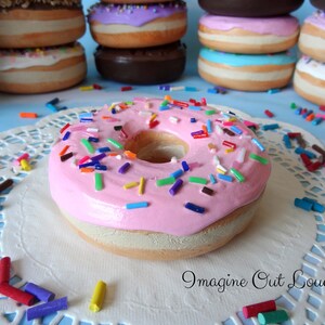4" Fake Donut Pink Frosted Rainbow Sprinkles Doughnut Faux Food Prop ...