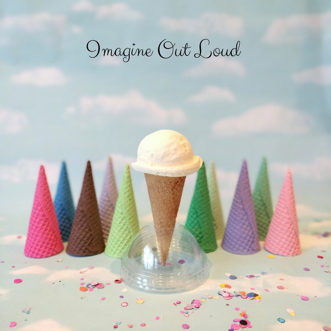 Fake Ice Cream CONE COLOR CHOICE Single Scoop Vanilla Realistic Faux ...