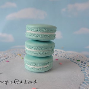 Fake Macarons 2" Set Faux Macaron Aqua Blue Artificial Food Cookie ...