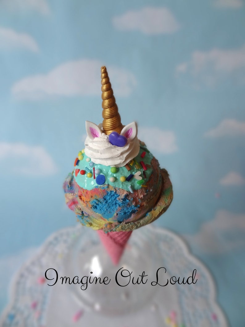Fake Ice Cream Unicorn Poop Rainbow Faux Single Scoop Sugar | Etsy