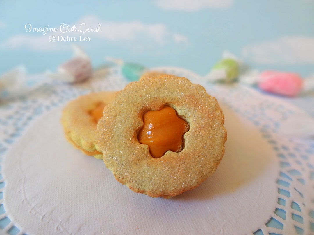 Fake Cookies Caramel Sandwich Linzer Tart Round Flower - Etsy