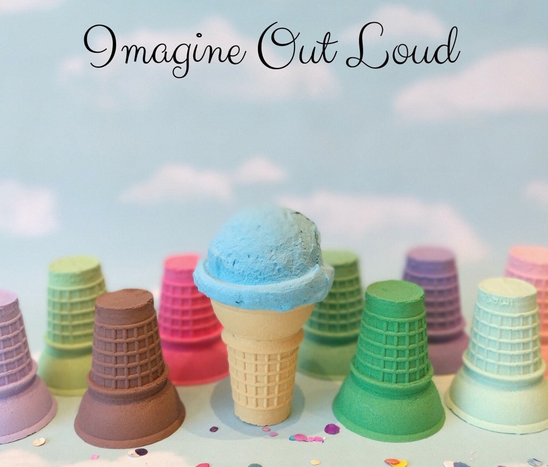 Fake Ice Cream Flat CONE COLOR CHOICE Blue Realistic Faux Single Scoop ...
