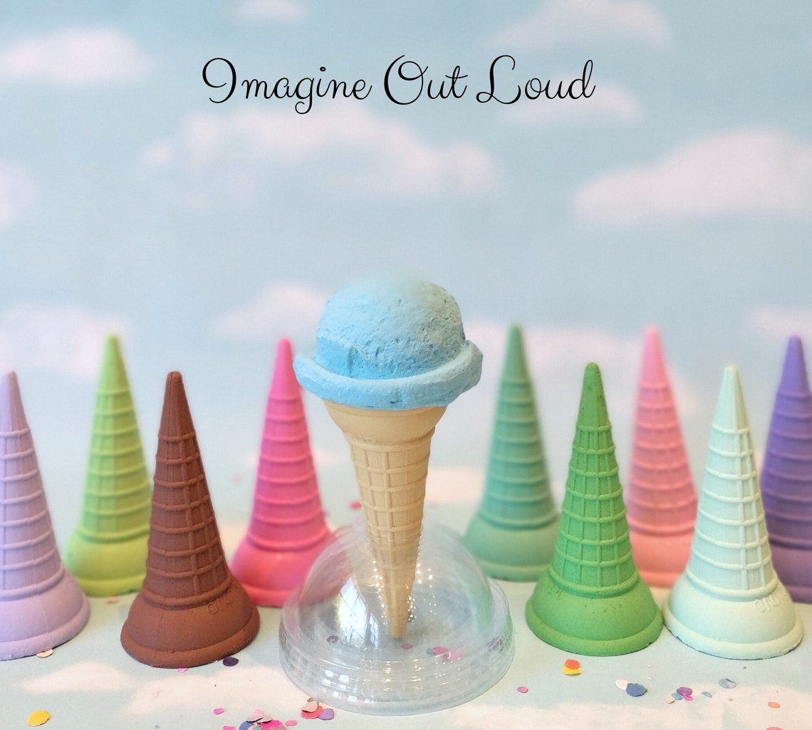 Fake Ice Cream Tall CONE COLOR CHOICE Blue Realistic Faux Single Scoop ...