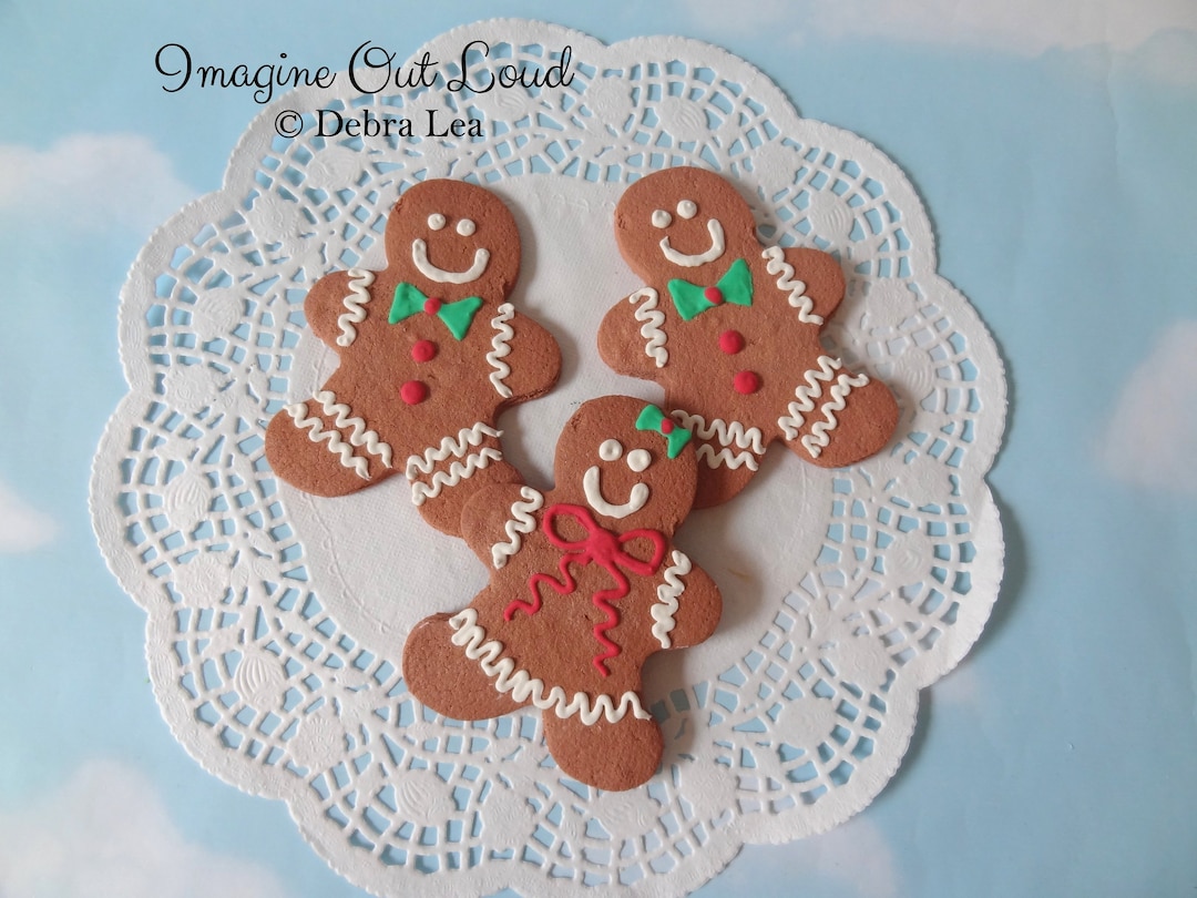 Fake Gingerbread Cookies Set of 3 Handmade Faux Christmas Holiday Sugar ...
