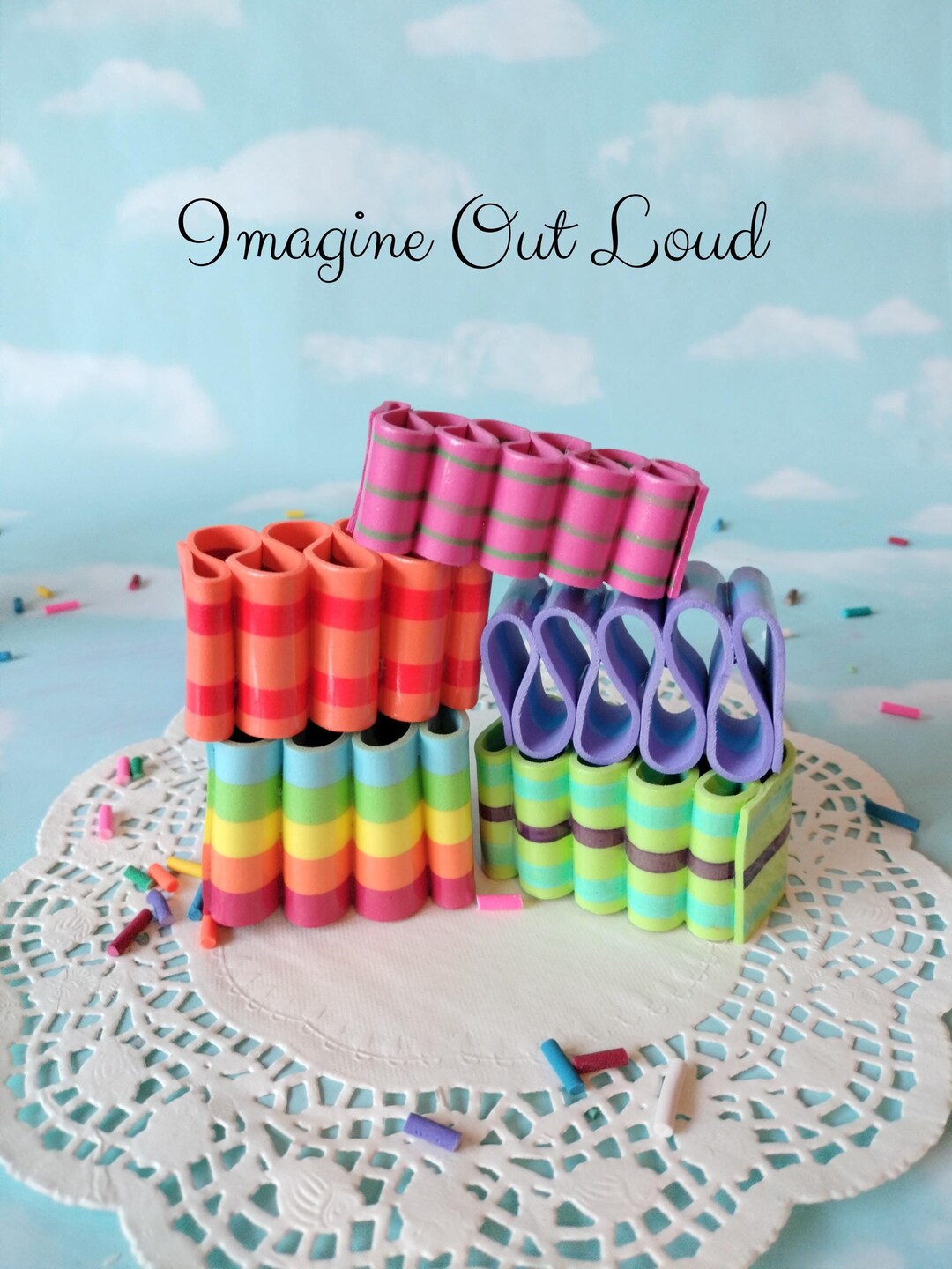 Fake Ribbon Candy Realistic Hand Painted RAINBOW 6E - Etsy