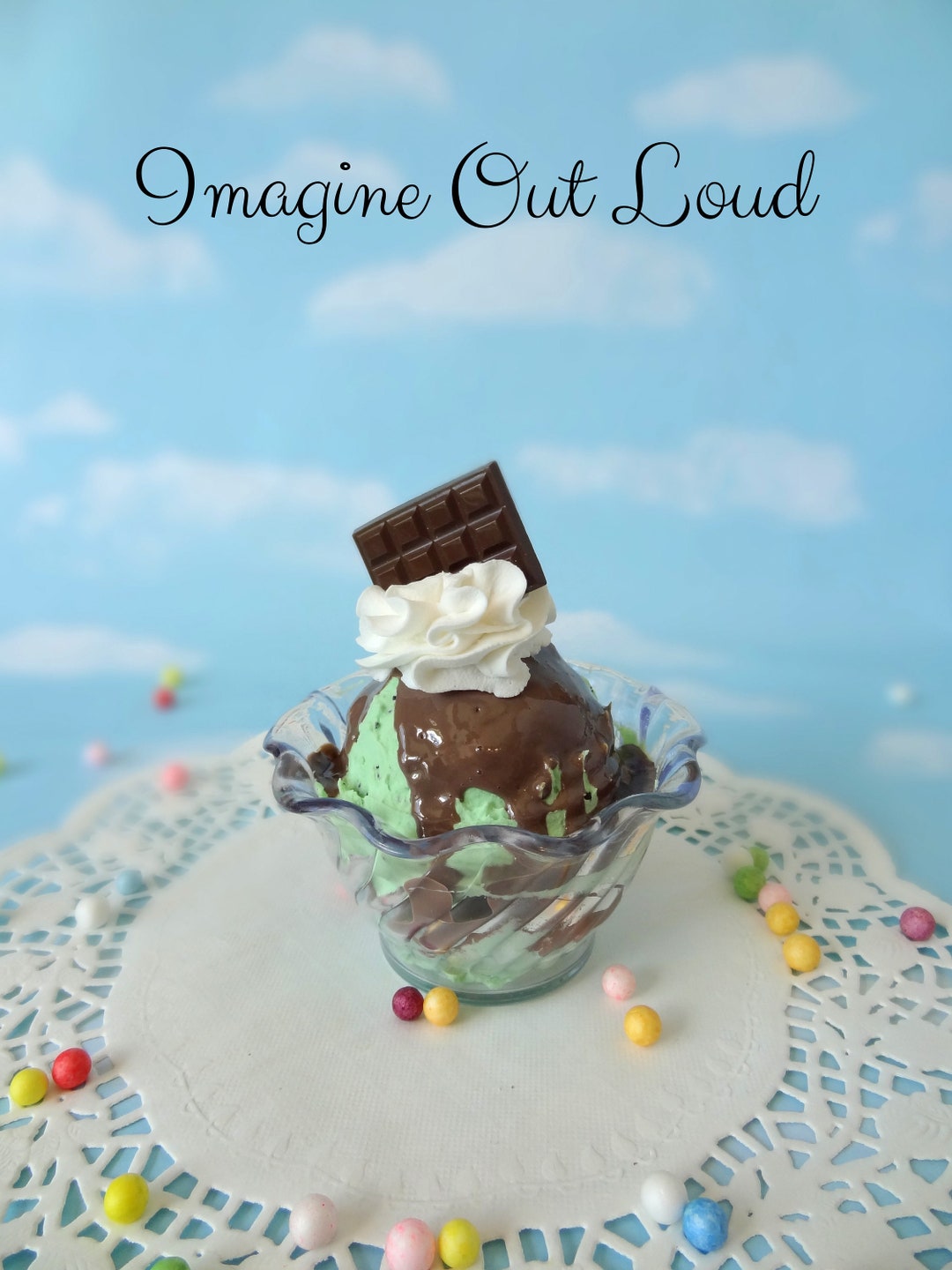 Fake Ice Cream Sundae Small Mint Chip Chocolate Faux Food Prop - Etsy