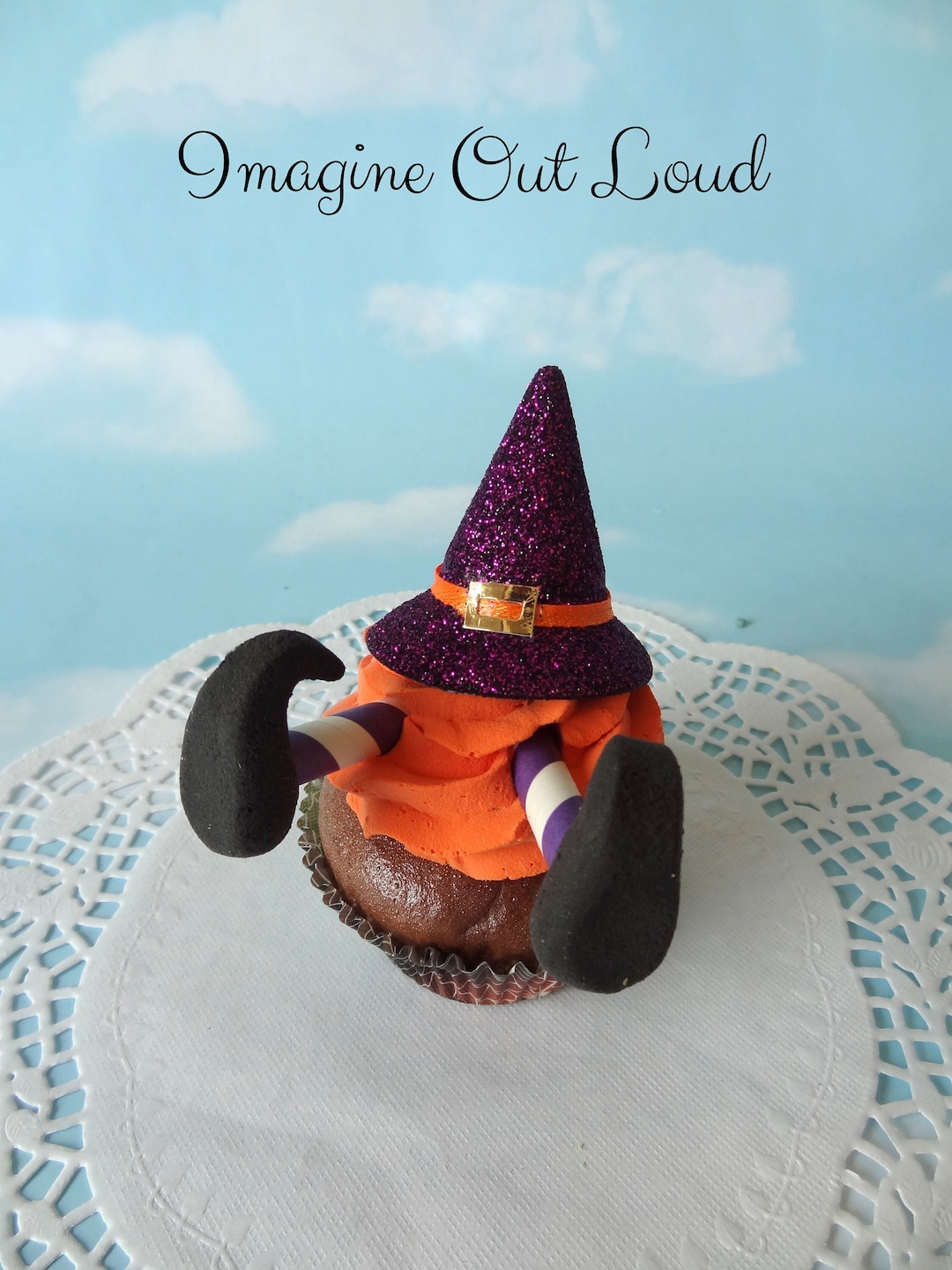 Fake Cupcake Halloween Melting Witch Hat Legs Trick or Treat Cupcake ...
