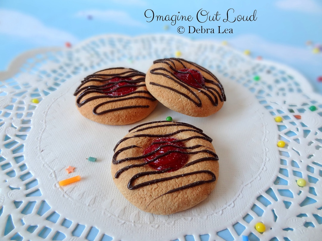 FAUX Cookies Cherry Chocolate Thumbprint Jam Jelly Set Fake Food - Etsy