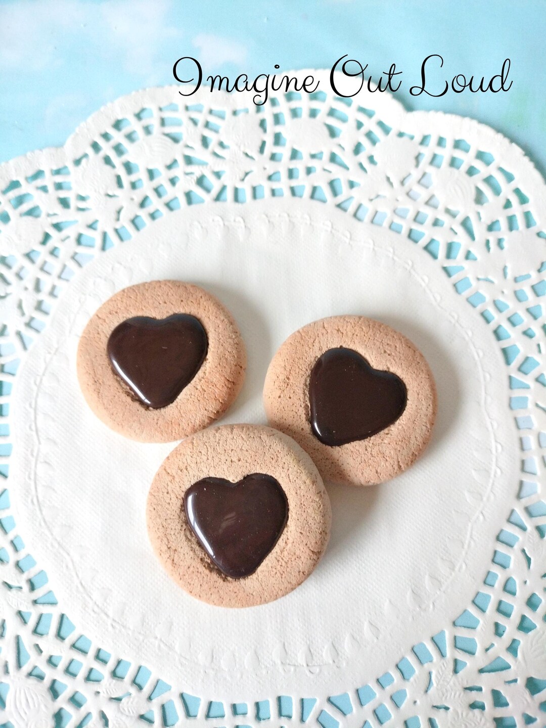 FAUX Cookies Vanilla Chocolate Heart Thumbprint Jelly Set Fake Food - Etsy