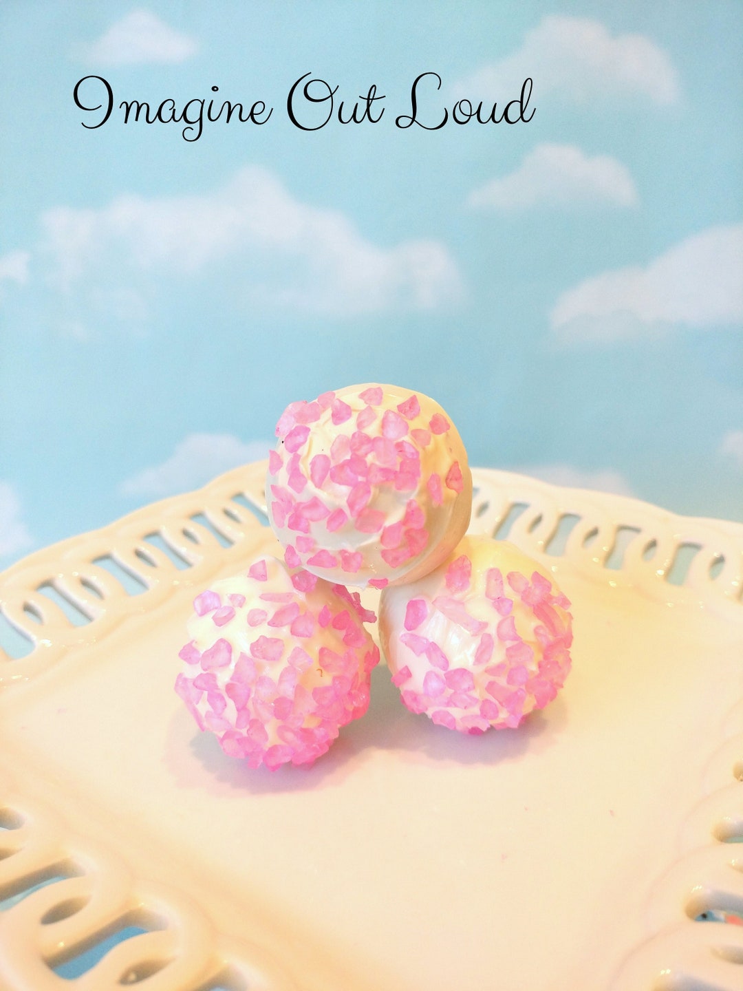 FAUX Truffle Fake Cake Pop Set Vanilla Pink Rock Sugar Props - Etsy